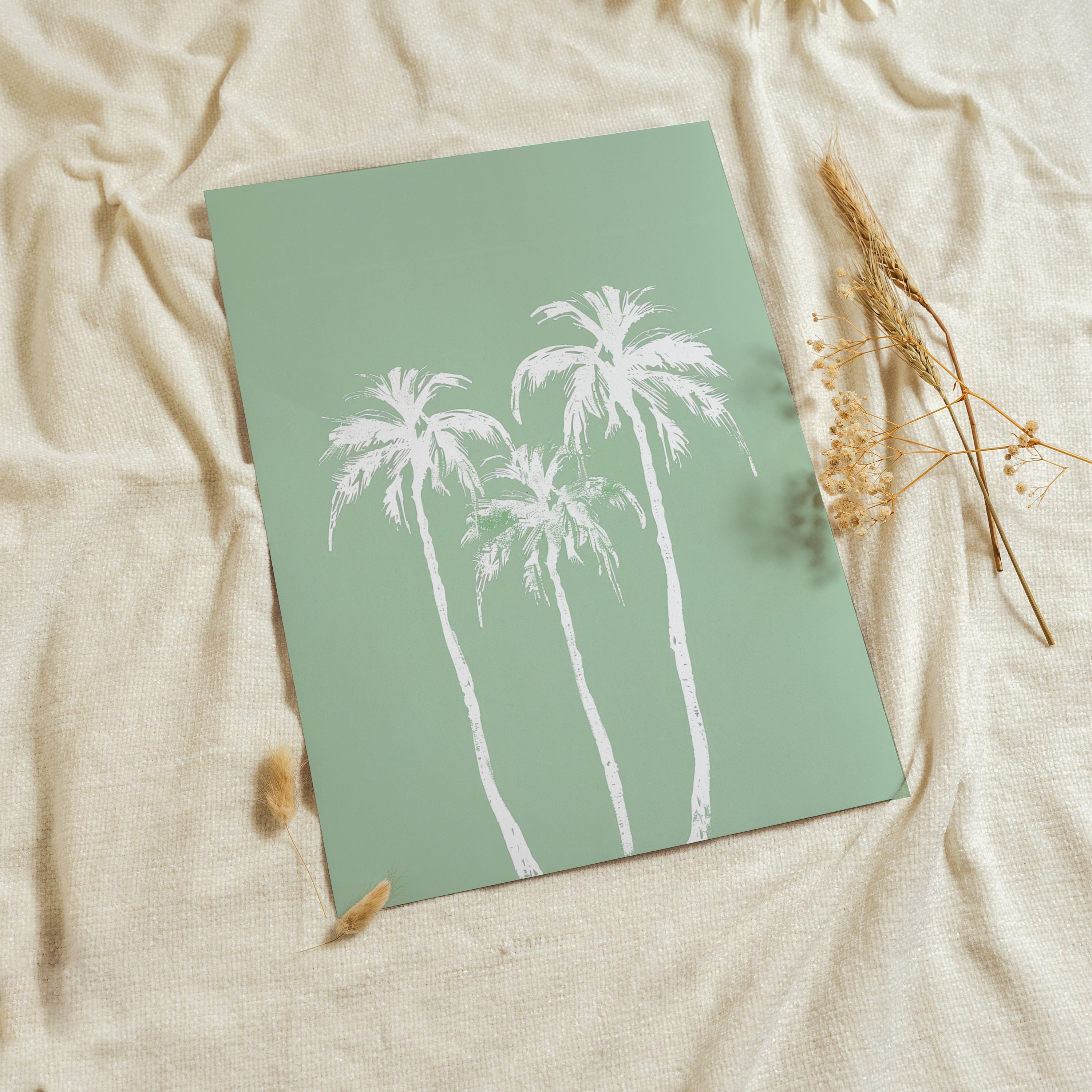 Green Palm Tree, Boho Beach Art, Palm Tree Art, Tropical Wall Art ...
