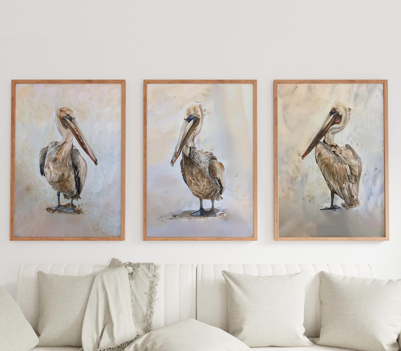 Watercolor Pelican Print Set: Minimalist Coastal Art (set of 3) - Etsy