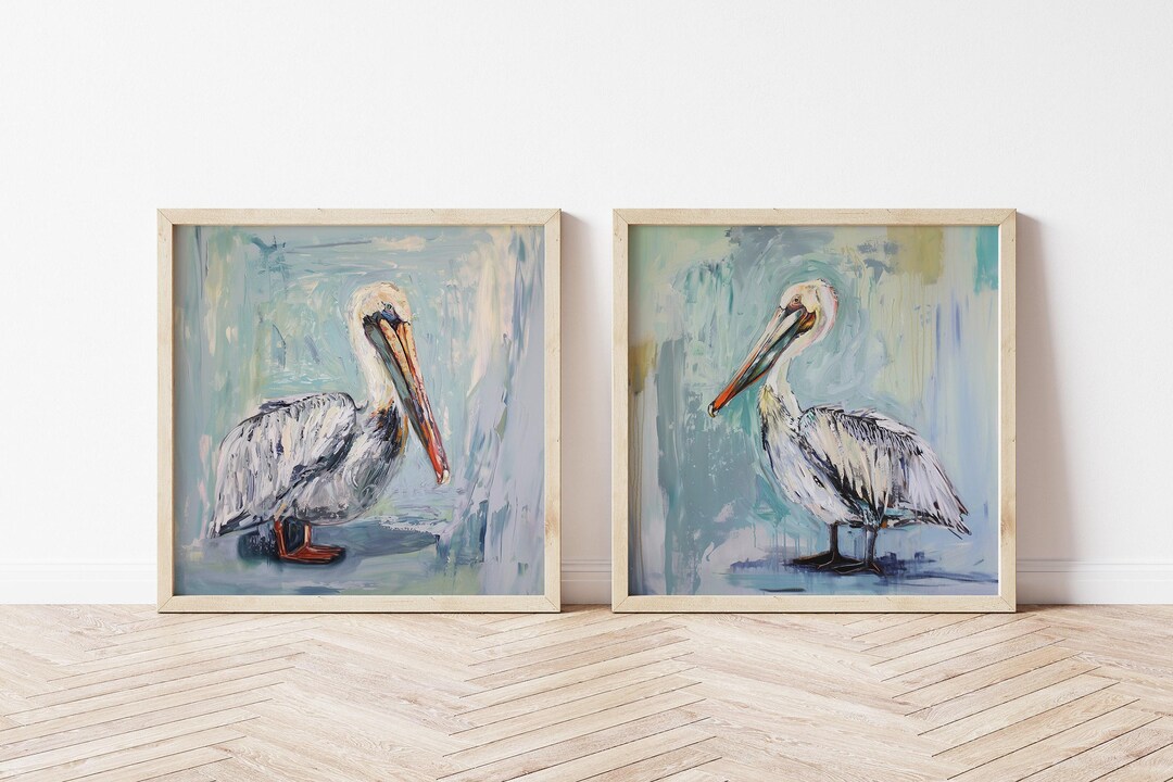 Pelican Art Print Set: Coastal Oil Painting Style Posters - Etsy
