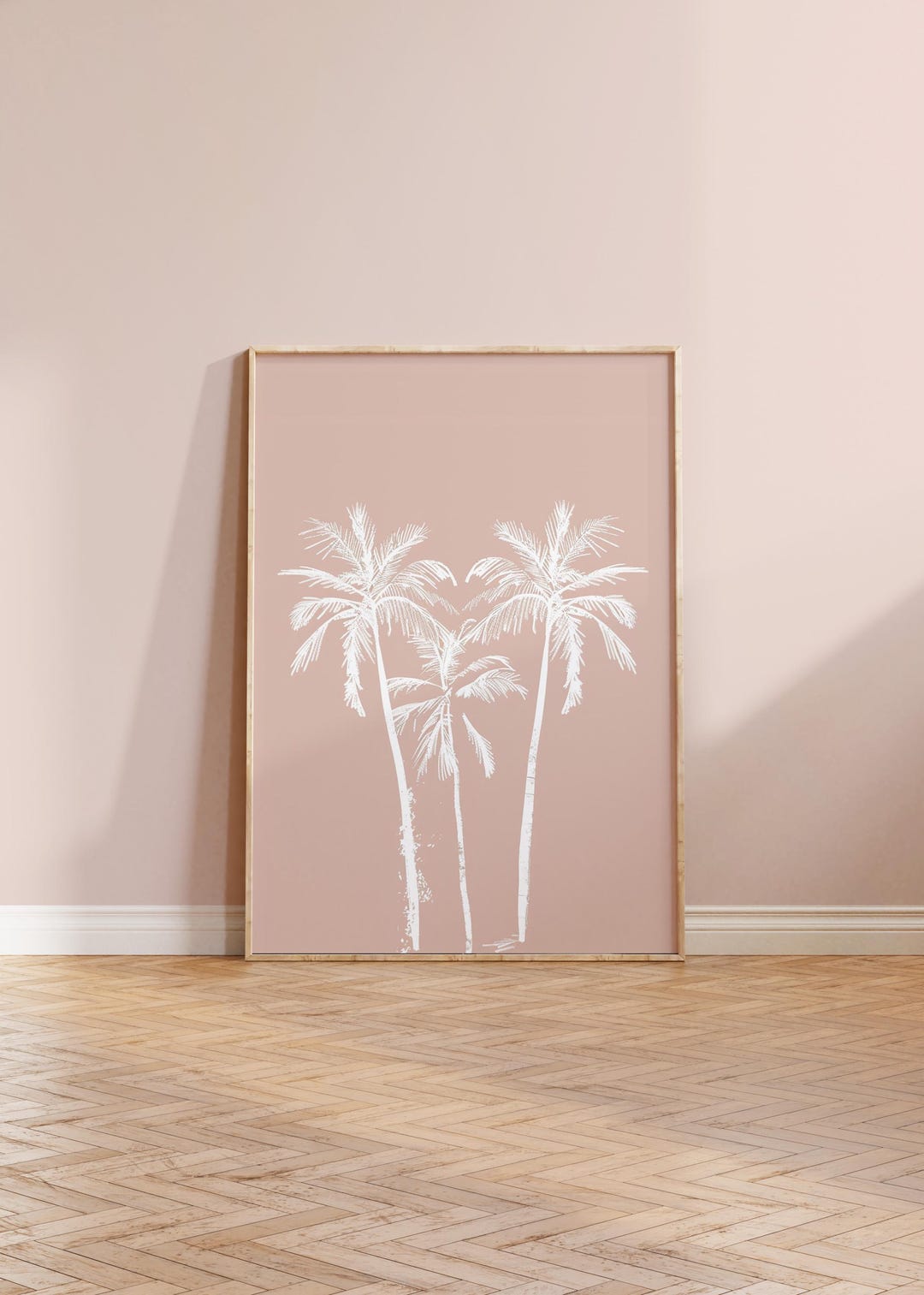 Pink Palm Tree Print - Boho Coastal Beach Wall Art - Etsy