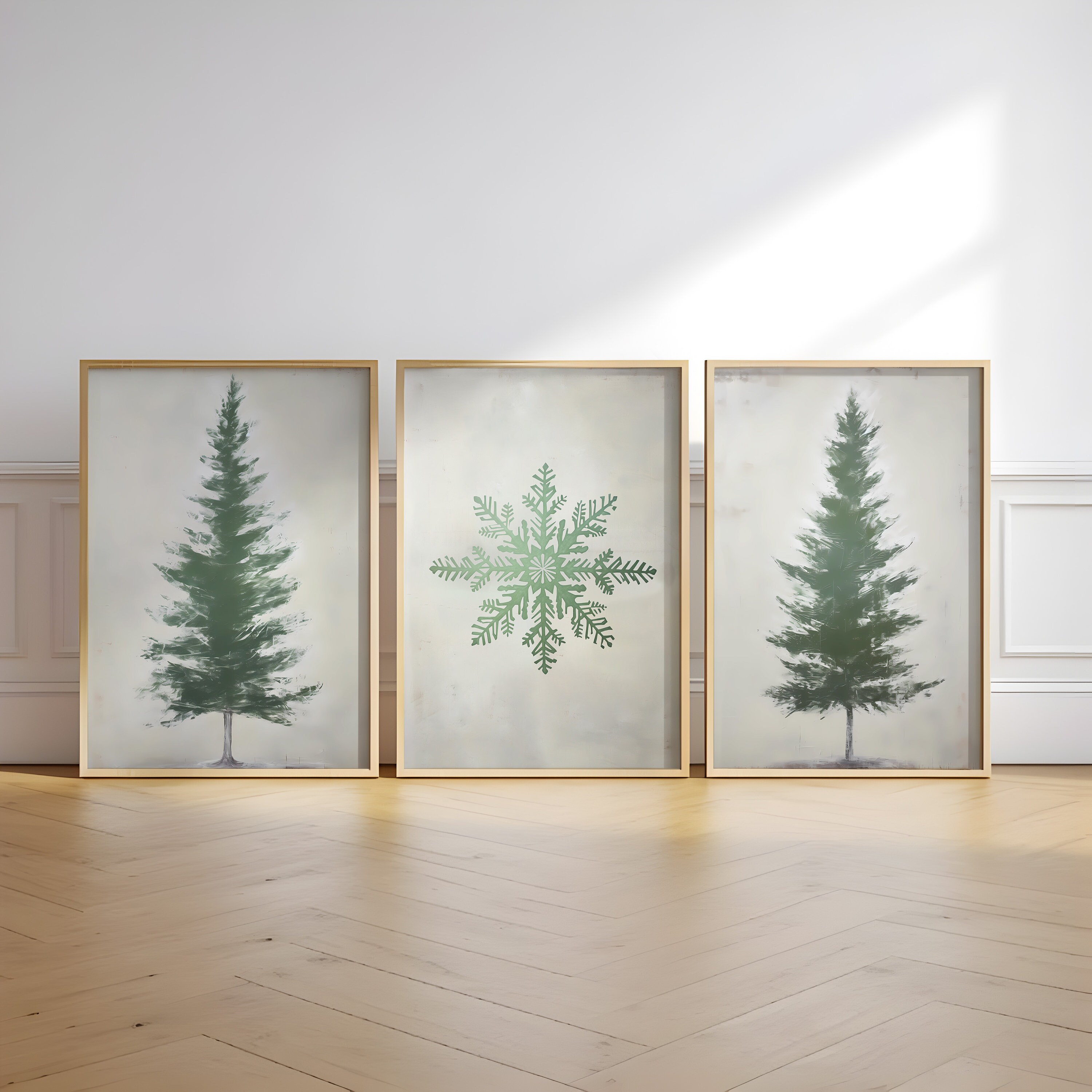 Christmas Home Decor White Christmas Set Snowflake Wall Art - Etsy