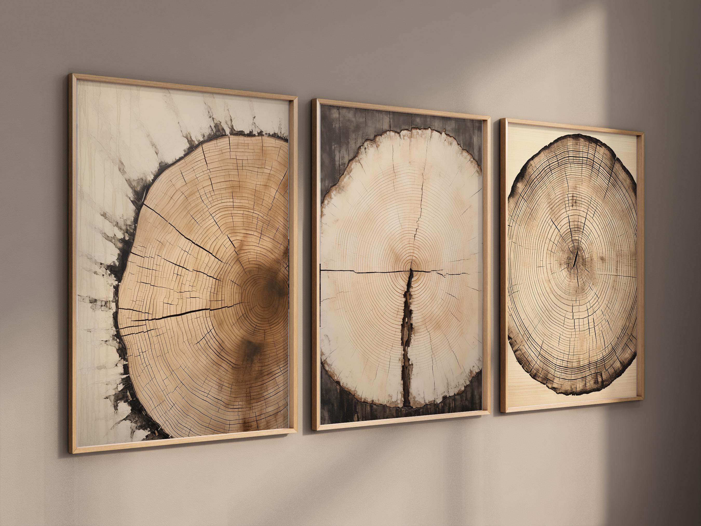 Tree Ring Art Print Set: Rustic Wood, Modern Abstract (set of 3) - Etsy