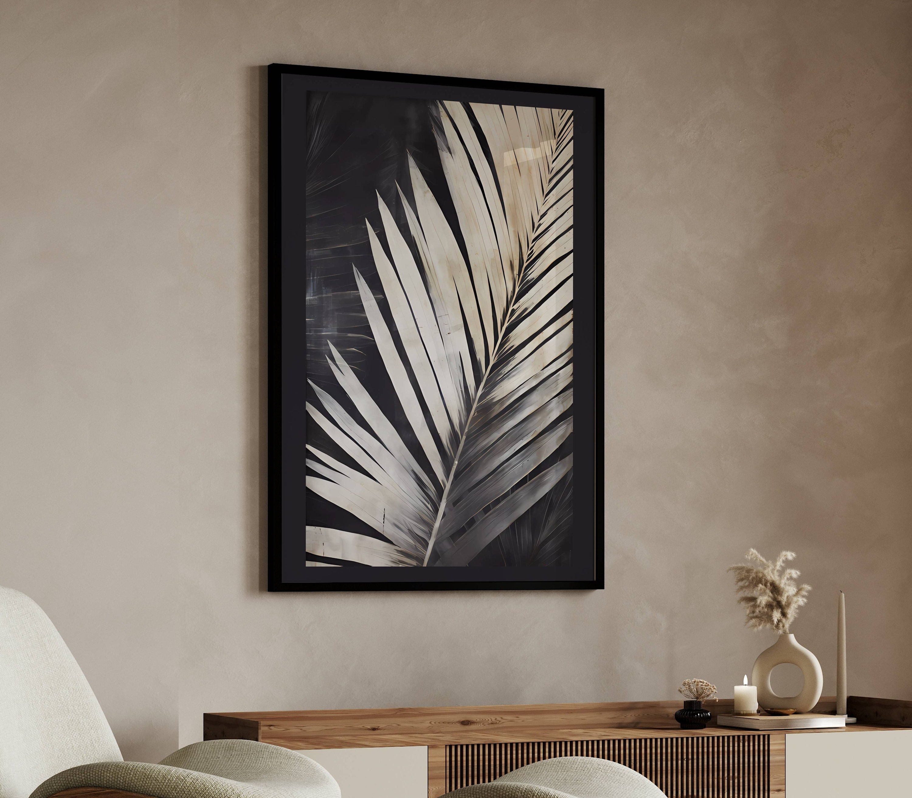 Modern Tropical Leaf Art, Coastal Leaf Print, Botanical Illustrations, Minimalist Art, Modern ...