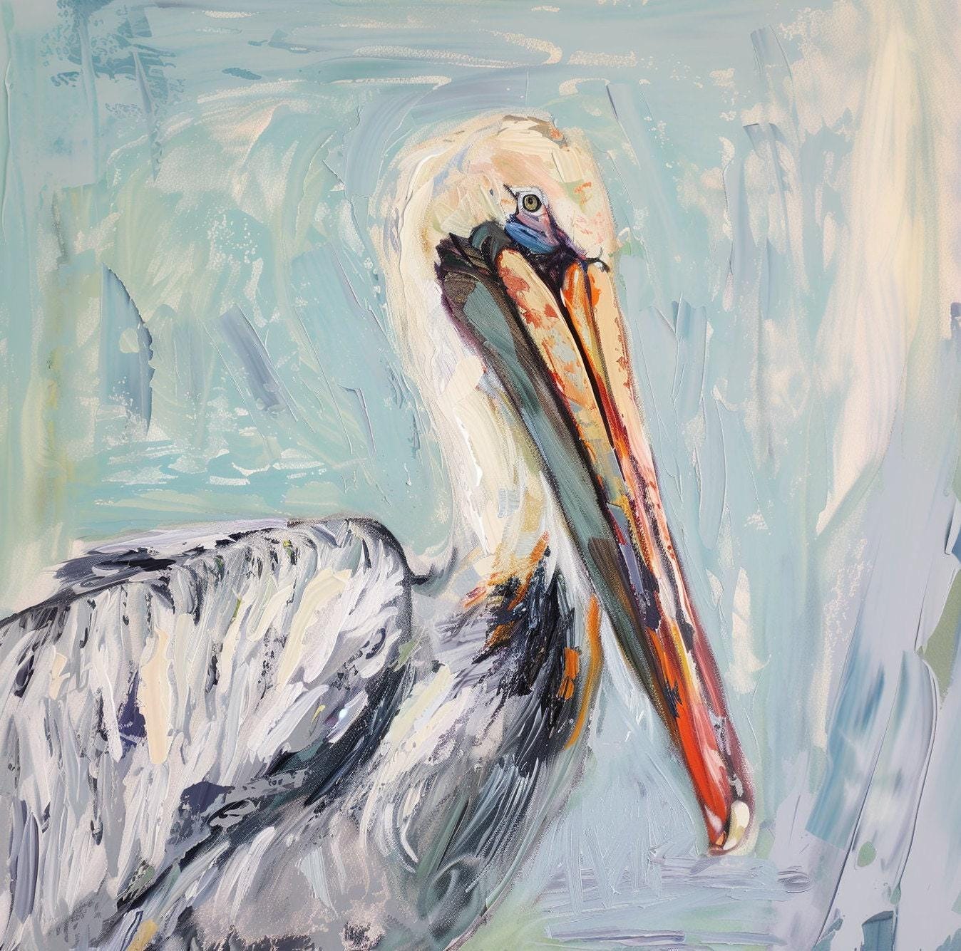 Pelican Art Print Set: Coastal Oil Painting Style Posters - Etsy