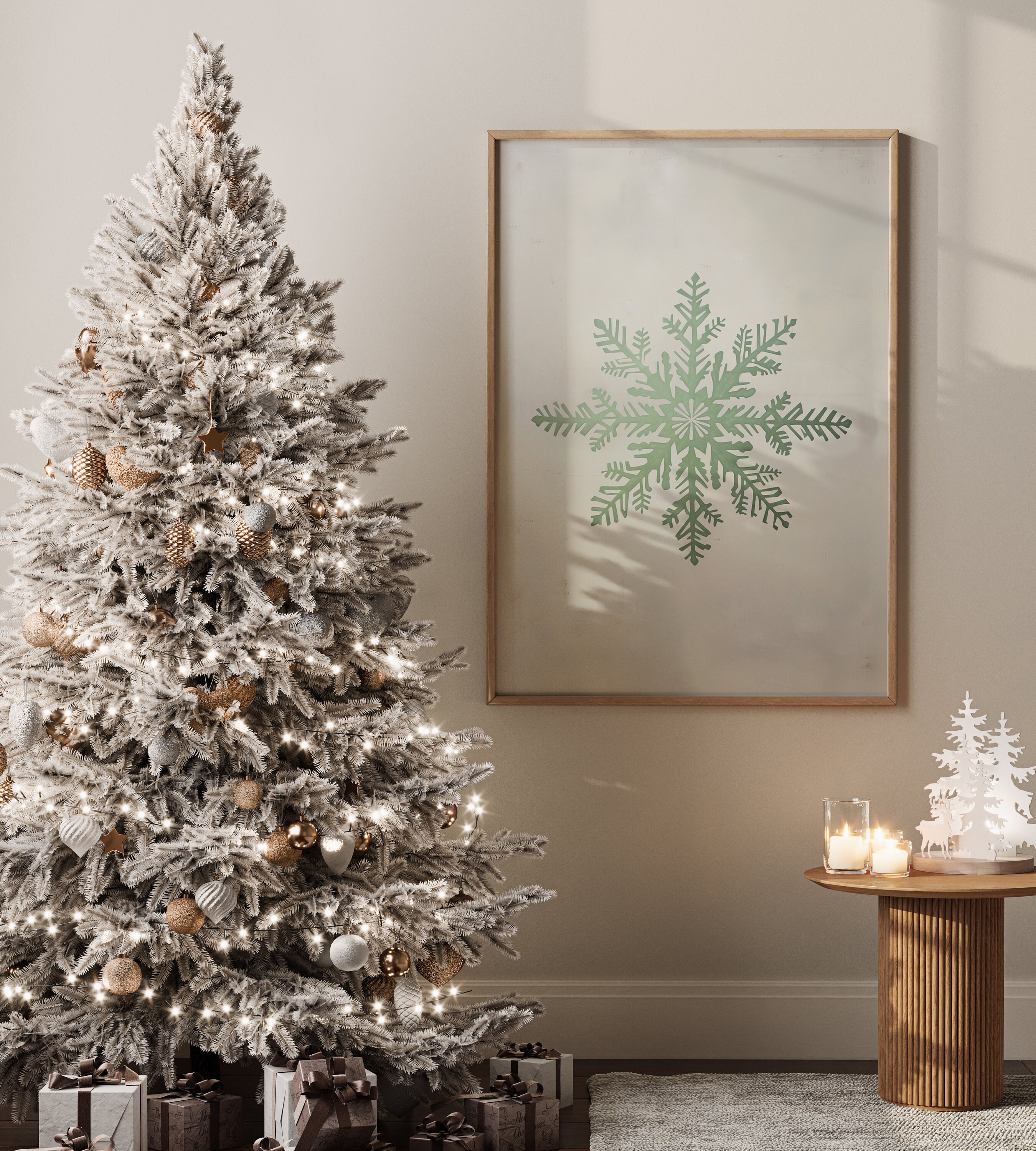 Christmas Home Decor White Christmas Set Snowflake Wall Art - Etsy
