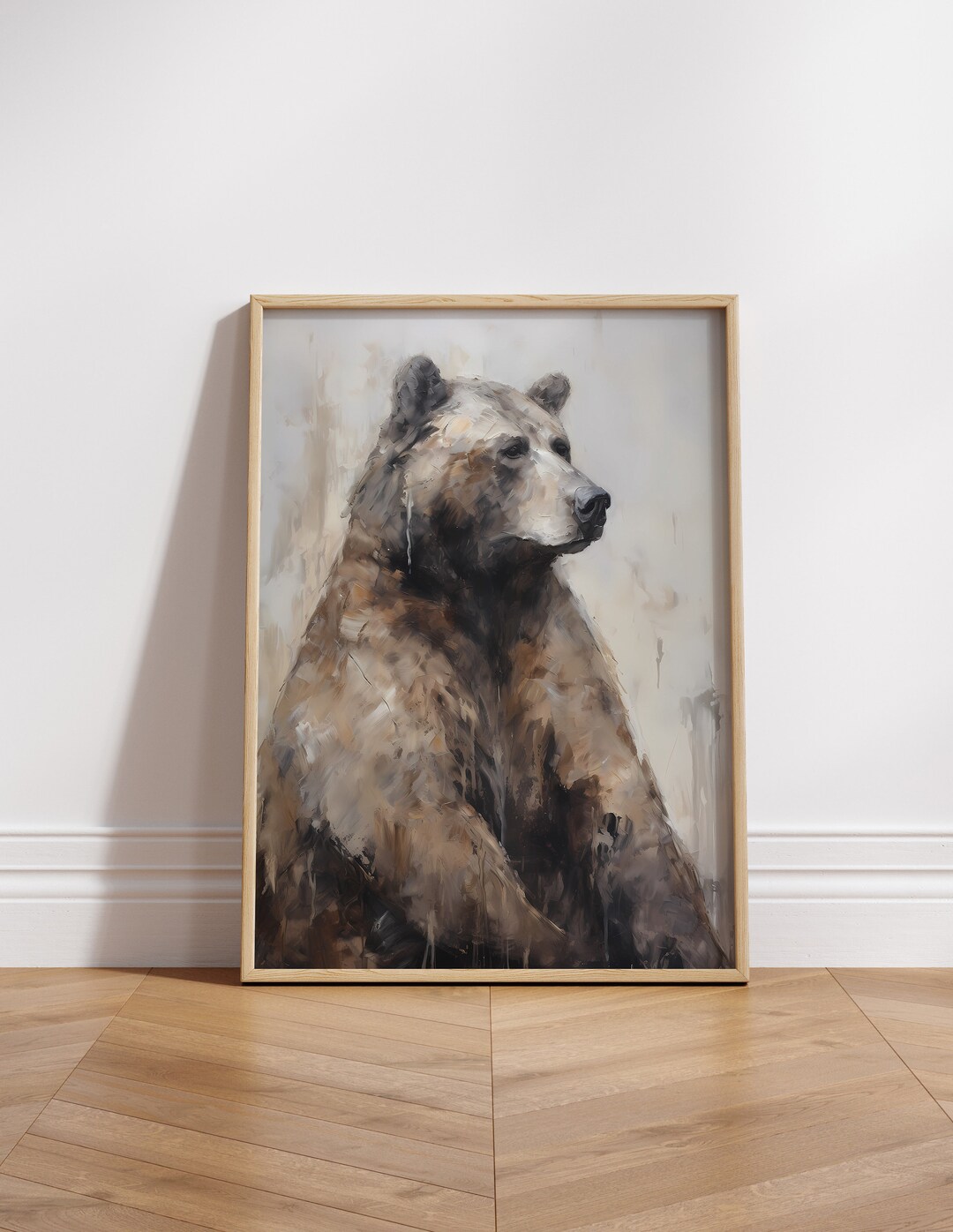 Rustic Grizzly Bear Wall Art: Modern Forest Print for Farmhouse Decor ...