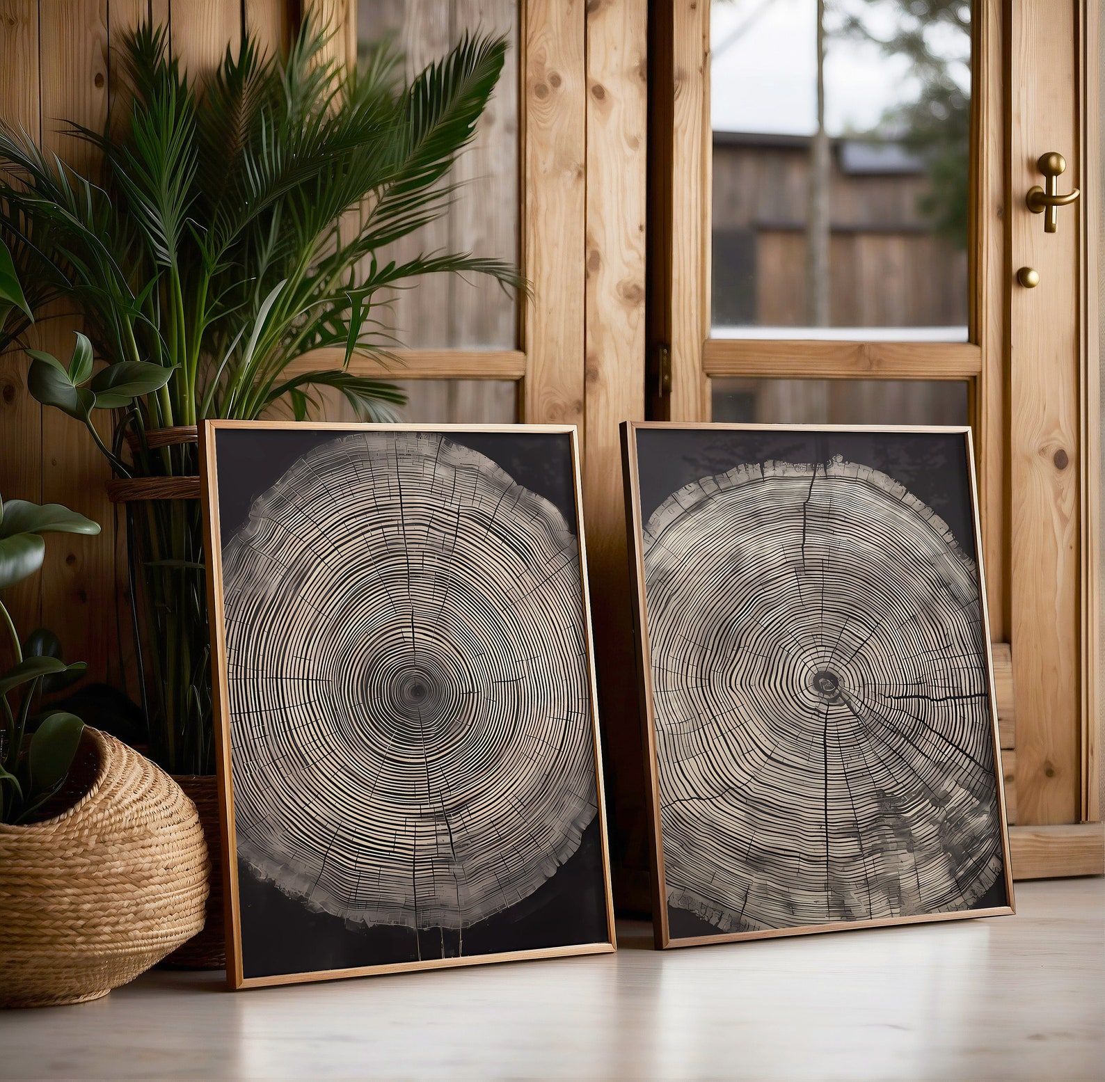 Rustic Tree Ring Artwork, Abstract Vintage Wood Prints, Neutral ...