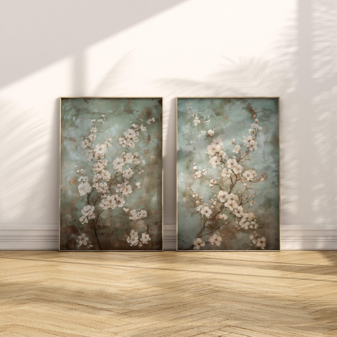 Floral Oil Painting Print Set: Modern Botanical Wall Art - Etsy
