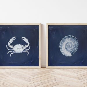 Navy Blue Coastal Art Prints: Beach House Nautical Decor, Set of 3 - Etsy