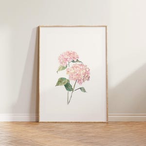 Pink Hydrangea Watercolor Print Set: Minimalist Floral Wall Art - Etsy
