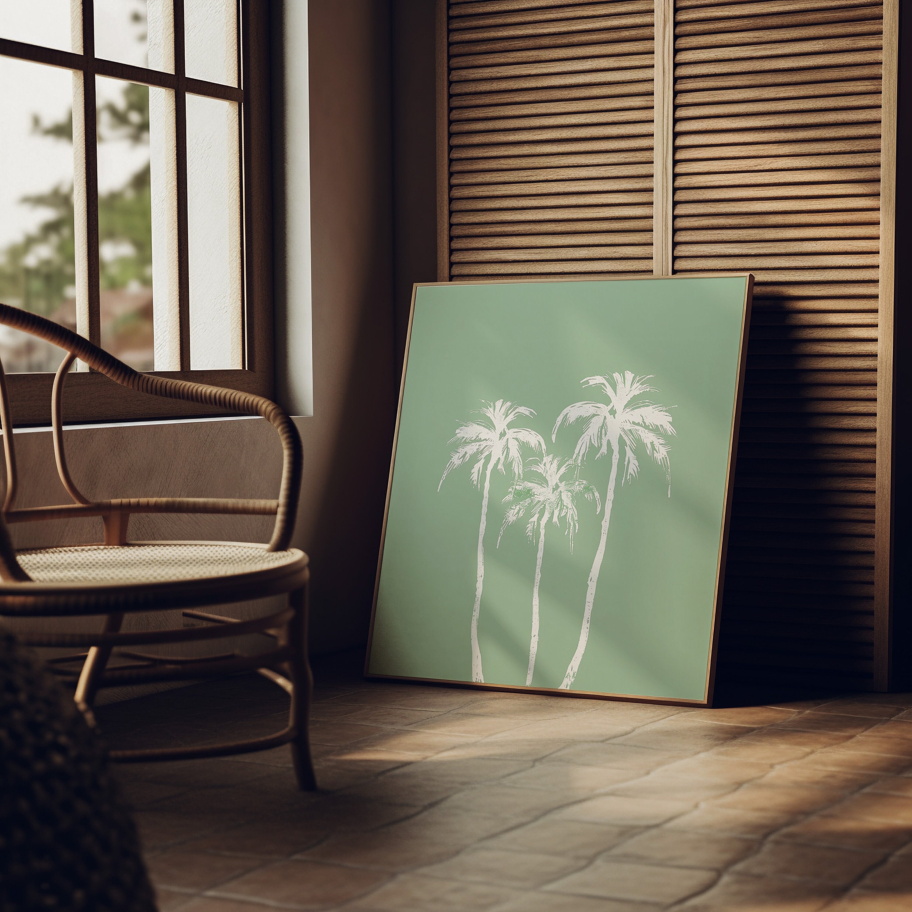 Green Palm Tree, Boho Beach Art, Palm Tree Art, Tropical Wall Art ...