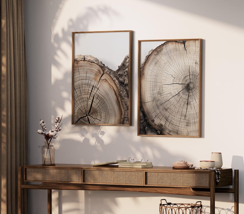 Tree Ring Print Set: Abstract Wood Slice Wall Art - Etsy