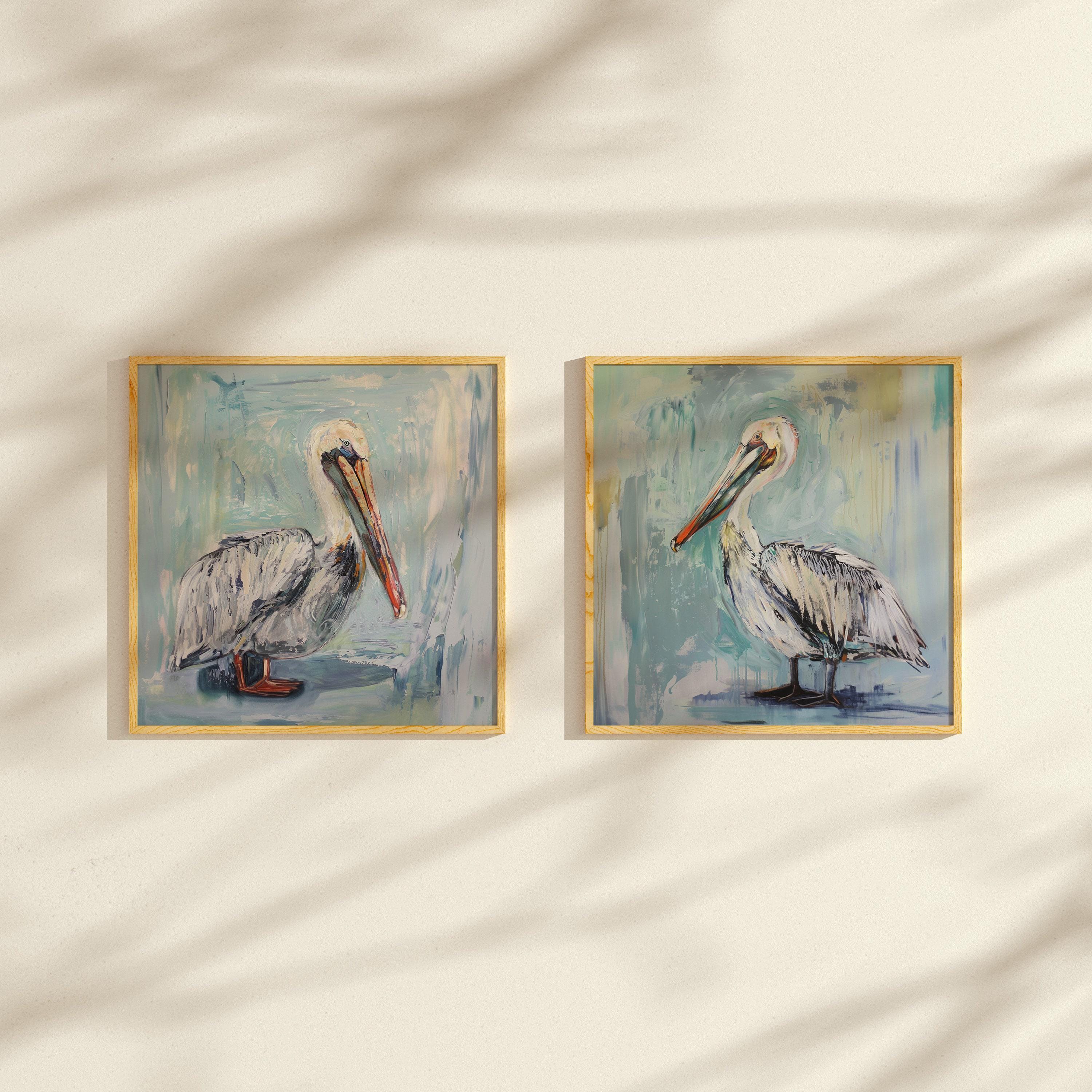Pelican Art Print Set: Coastal Oil Painting Style Posters - Etsy