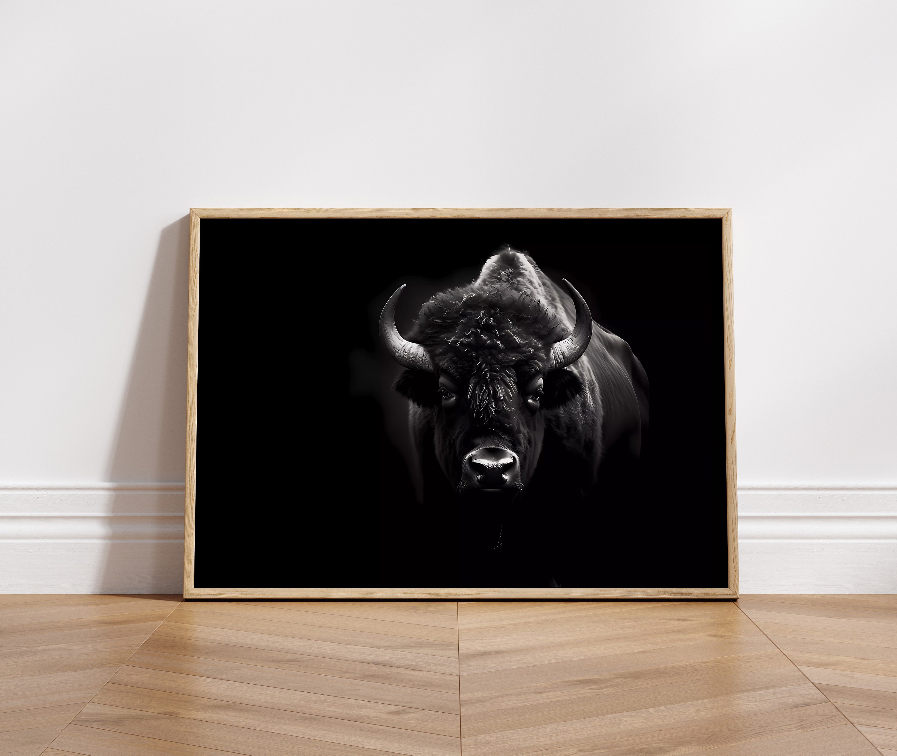 Buffalo Wall Art , Bison Print, Forrest Landscape, Modern Art, Rustic ...