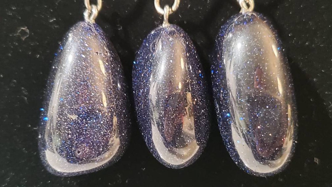 Natural Gemstone Oblong Night Sky Blue Goldstone Polished - Etsy