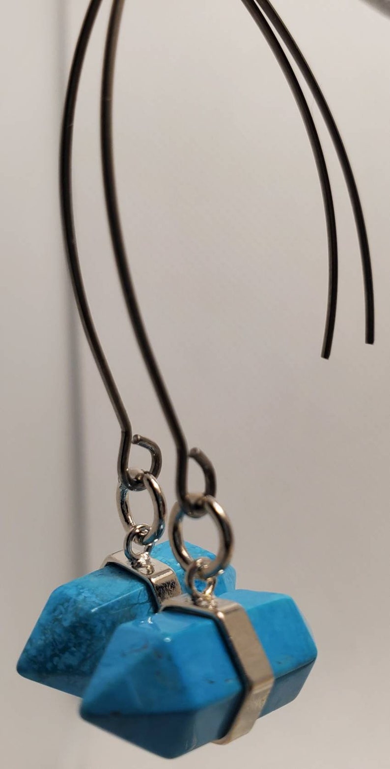 Blue Howlite Double Terminated Point Polished Stone Earrings Blue ...