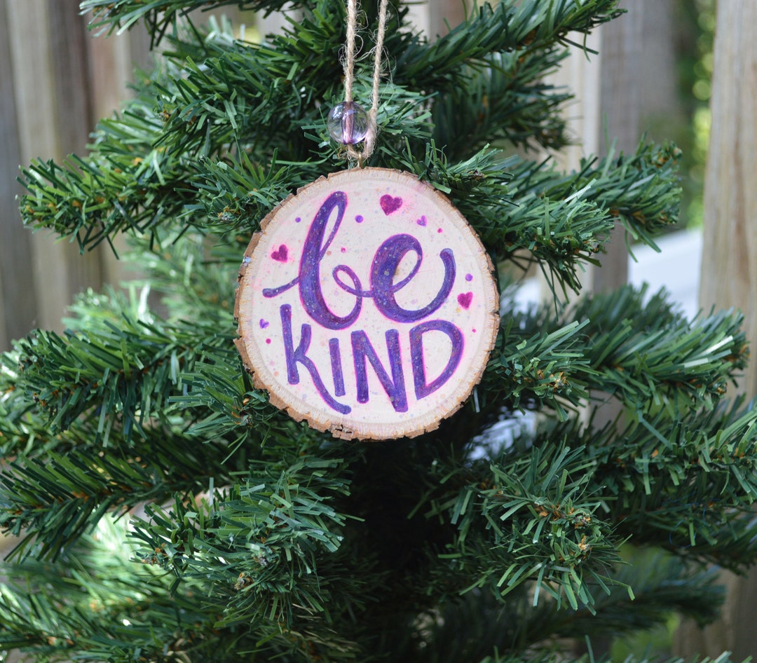 Be Kind Wooden Round Ornament - Etsy
