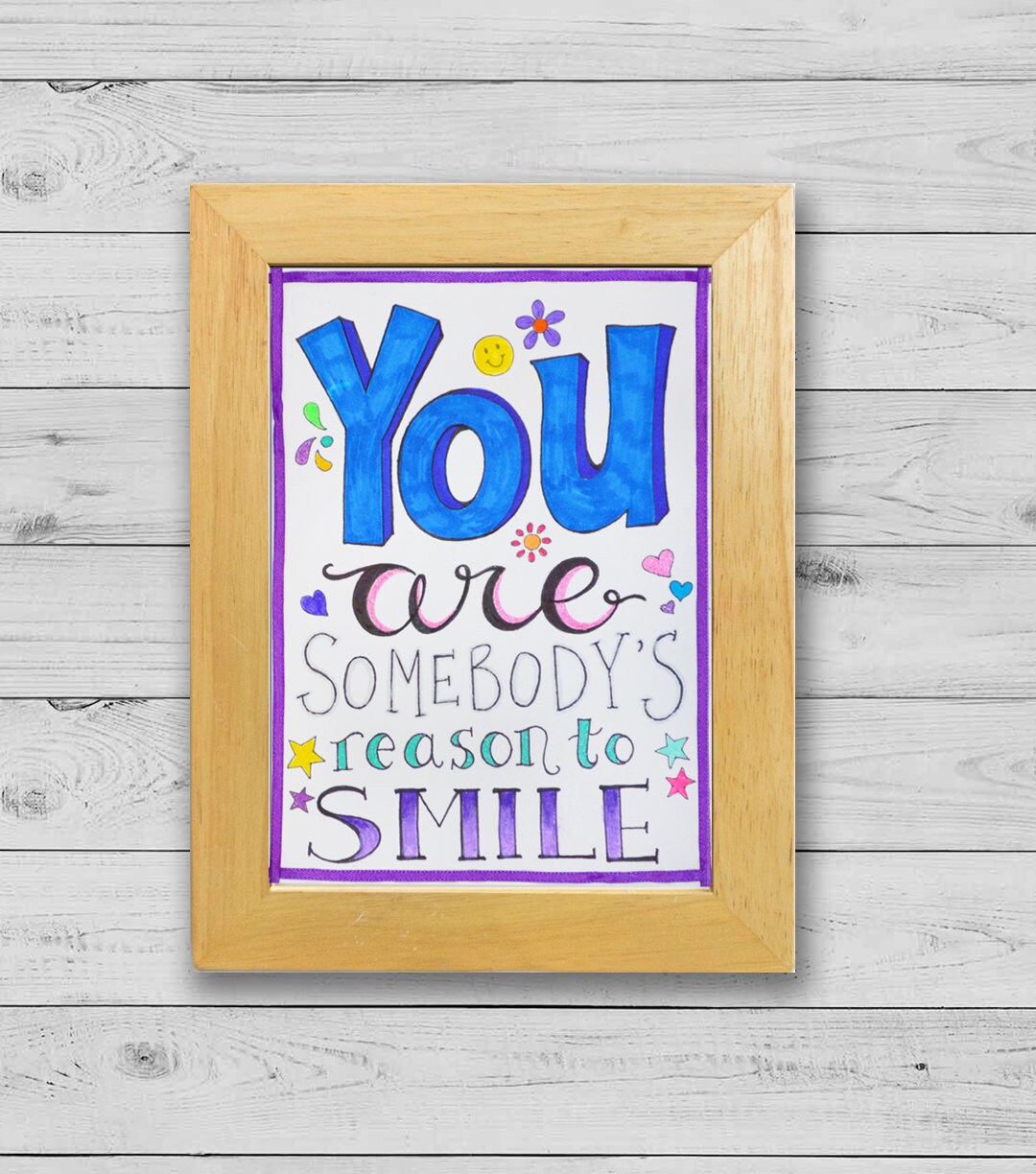 Buy You Are Somebody's Reason to Smile 5x7 Illustrated Inspirational ...