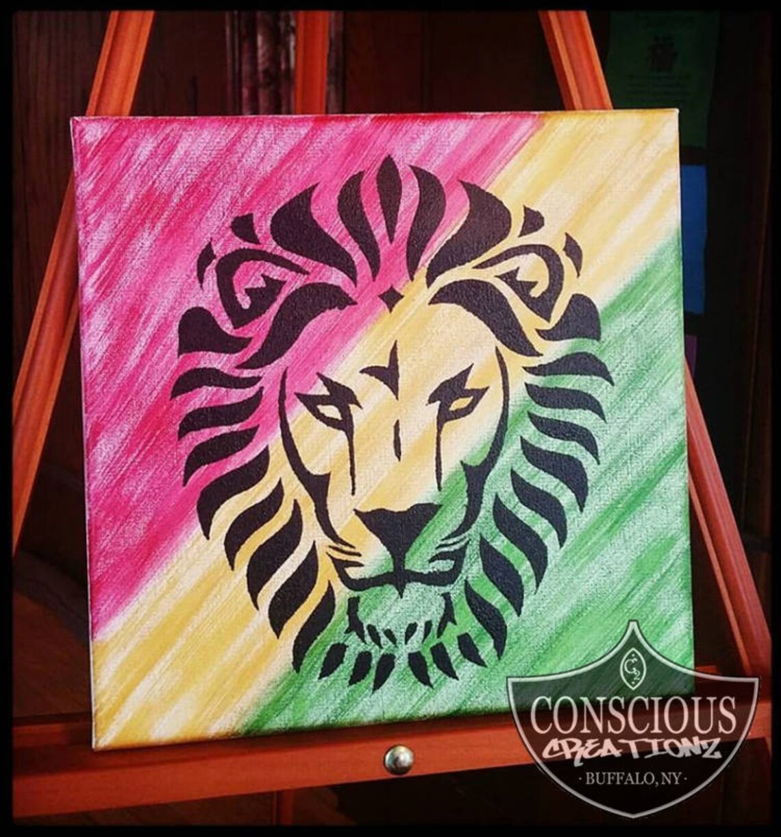 Original 10x10 Hand Painted Rasta "iman Lion" African Lion Rastafari ...