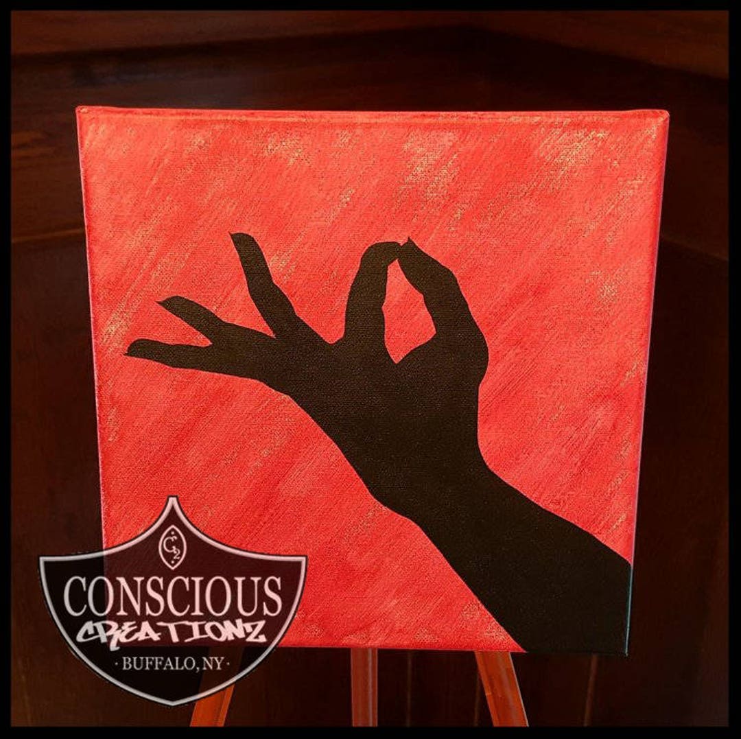 Original 10x10 Hand Painted "root Chakra Gyan Mudra" Acrylic on Canvas ...