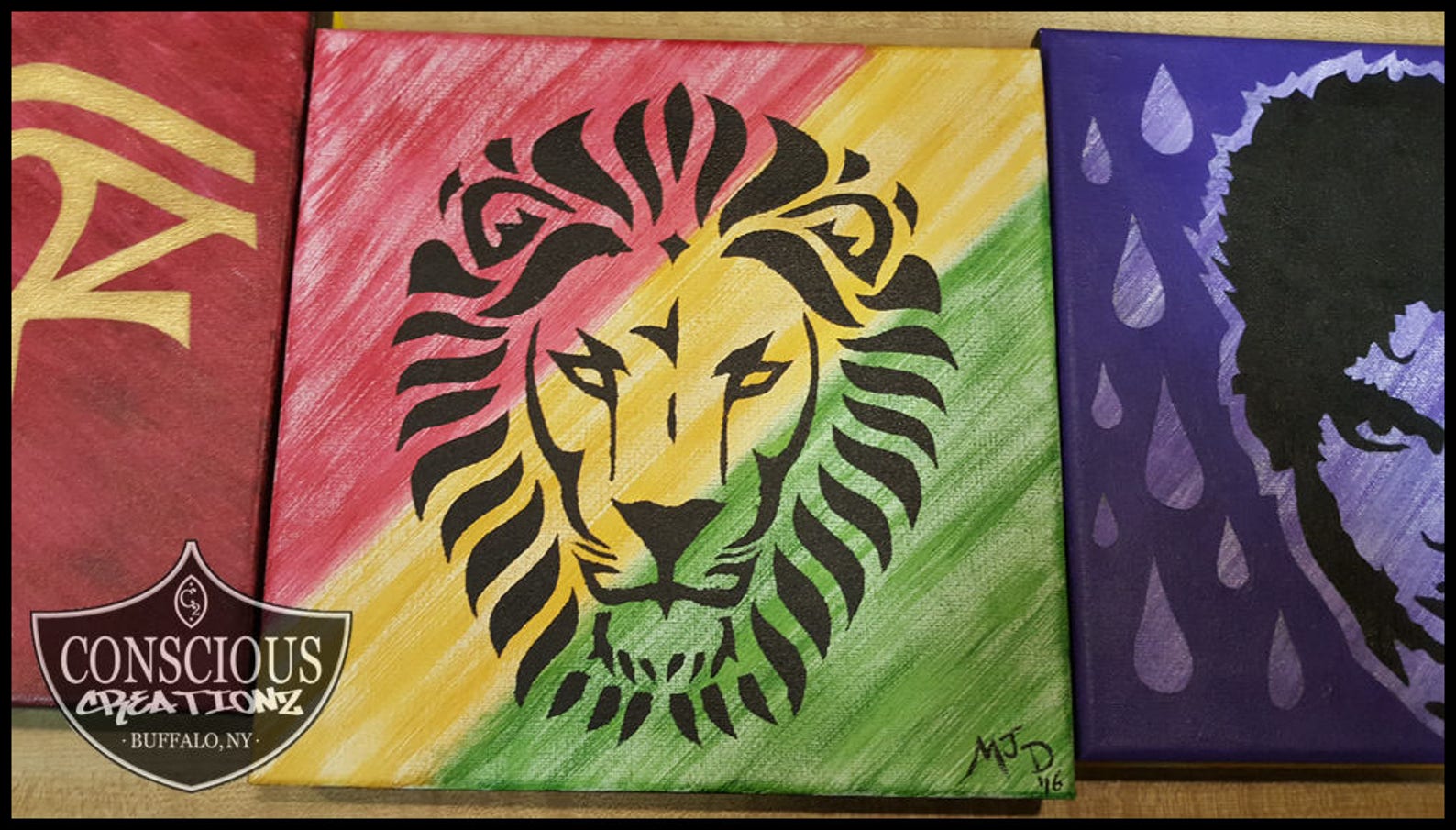 Original 10x10 Hand Painted Rasta "iman Lion" African Lion Rastafari ...