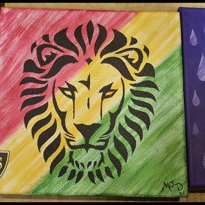 Original 10x10 Hand Painted Rasta "iman Lion" African Lion Rastafari ...
