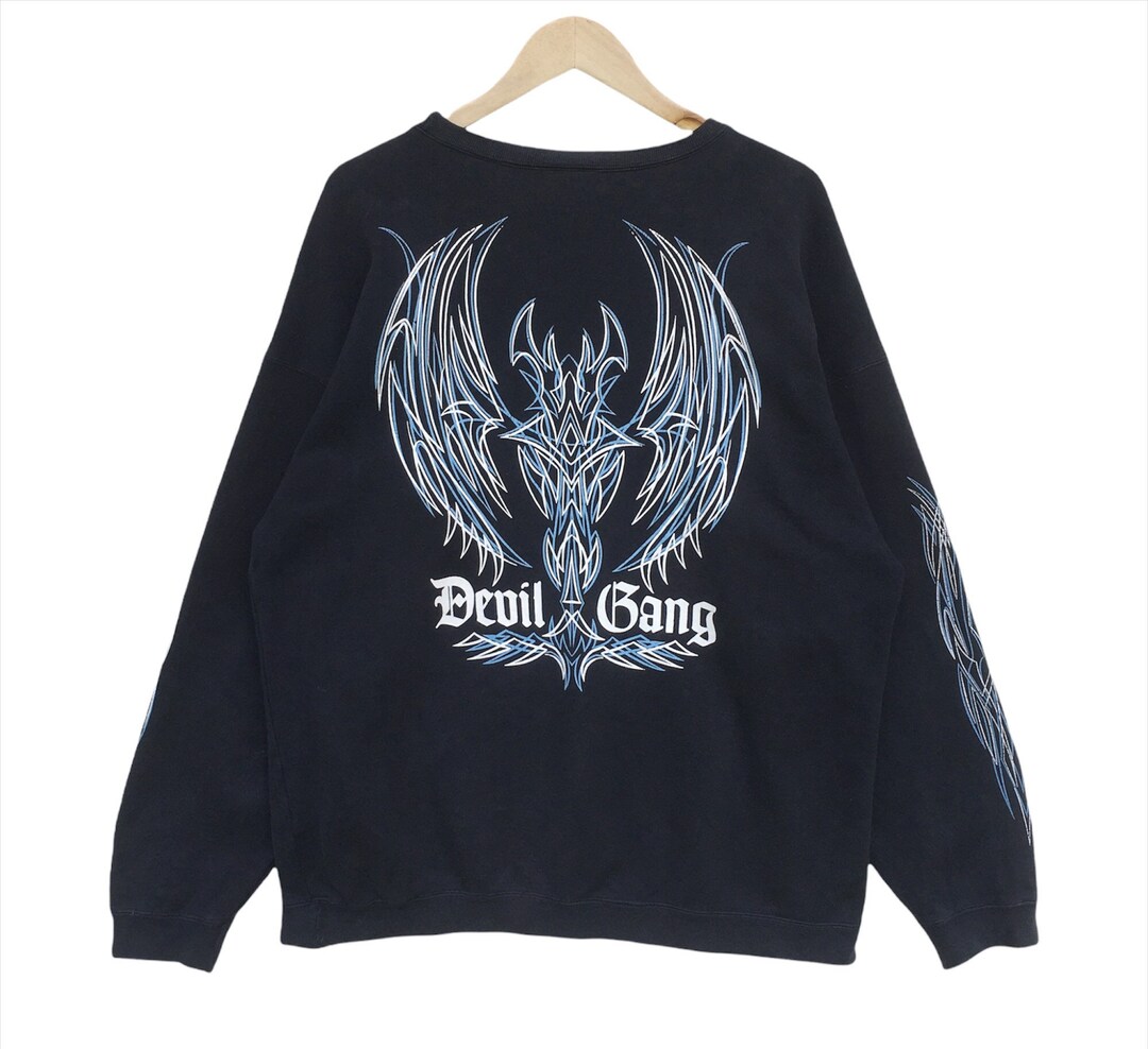 VINTAGE Devil Gang Printed Logo Spellout Crewneck - Etsy Österreich