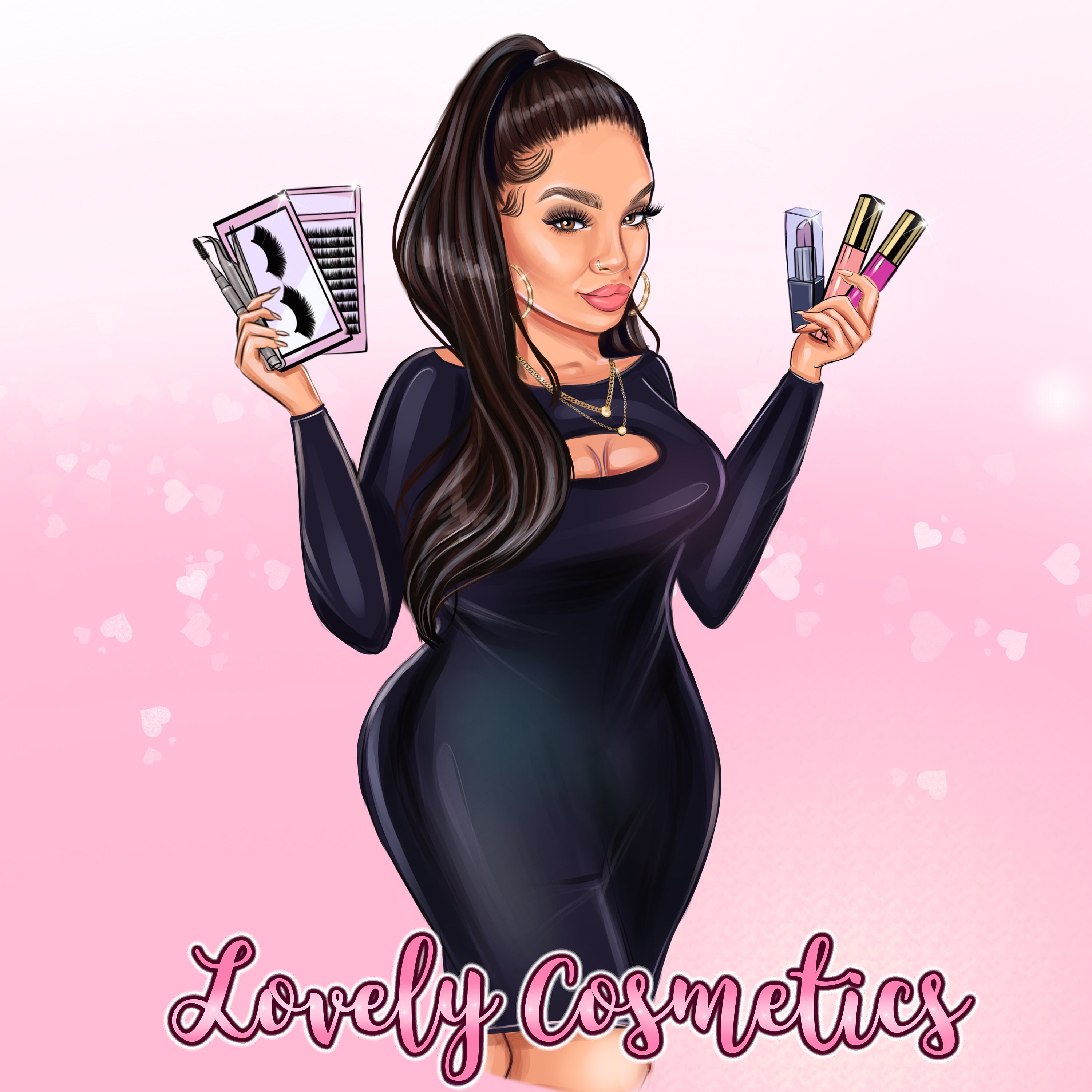 Custom Cartoon Portrait Logo: Beauty Salon, Makeup Artist Branding - Etsy