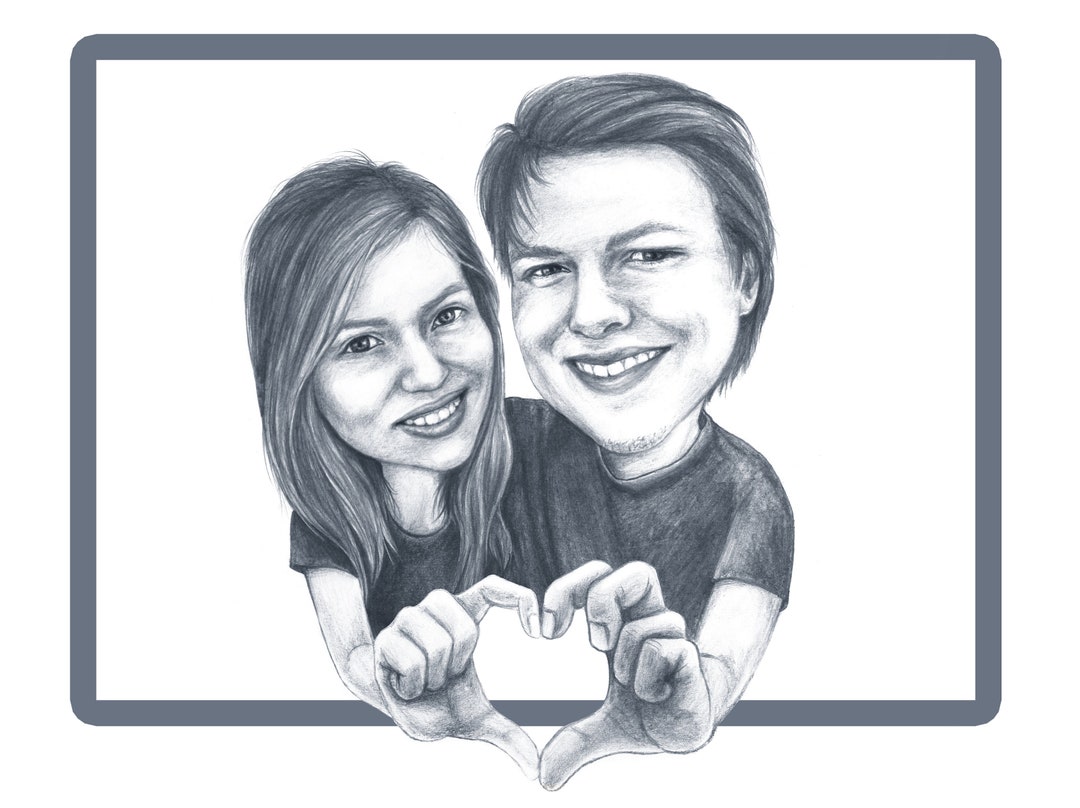 Couple Sketch/ Cartoon Sketch/ Caricature/ Love/ Caricature From Photo ...