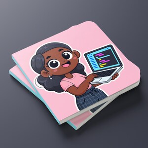 Download Cute Cartoon Girl Programmer, Cute Girl Cartoon With Laptop ...