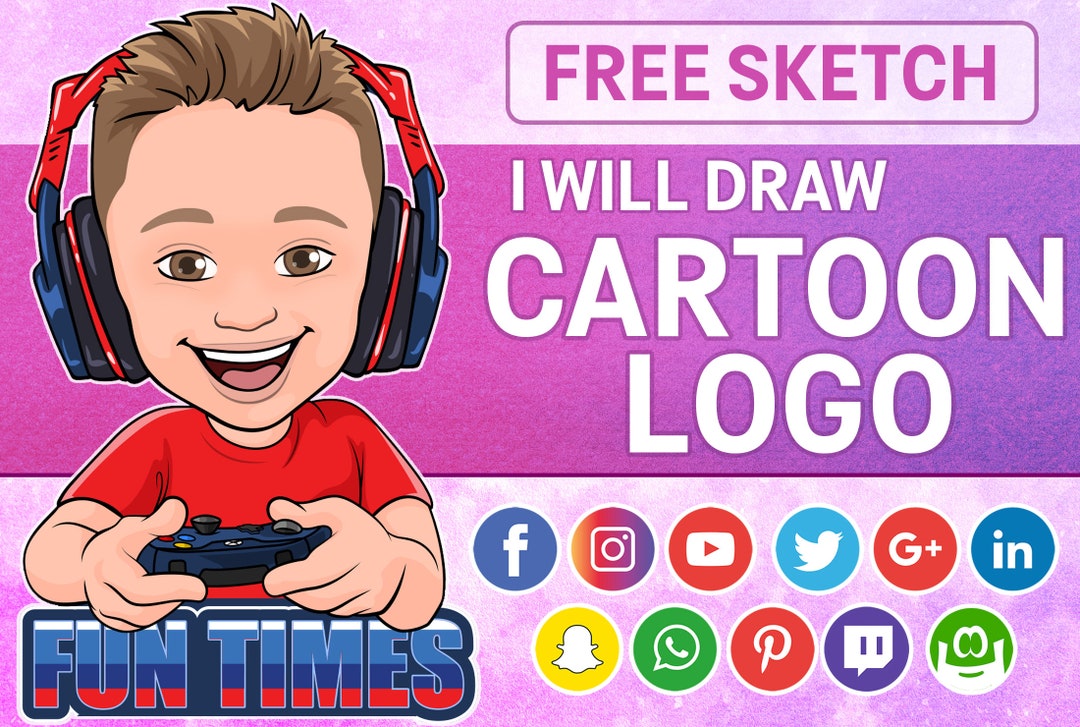 Cartoon Logo for Youtube Gaming Channeltwitchmixeryoutube - Etsy