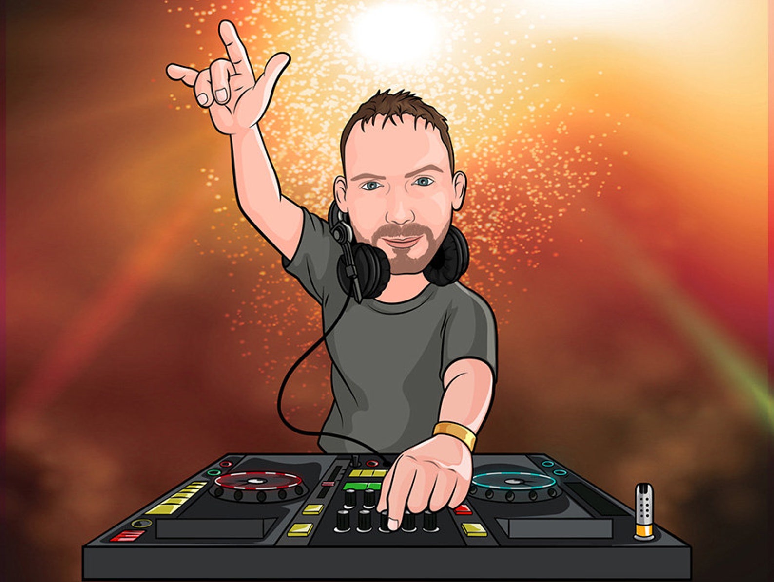 Cartoon DJ/ cartoon portrait/ cartoon logo/ caricature | Etsy