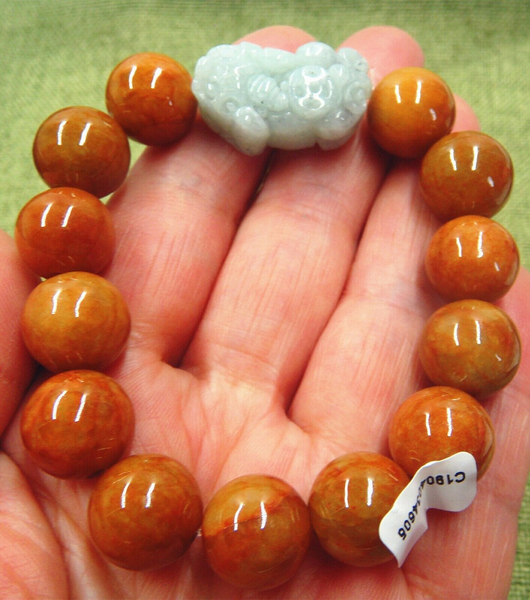 Certified Oily Brown Orange Natural Grade A Jadeite Jade Hand-carved ...