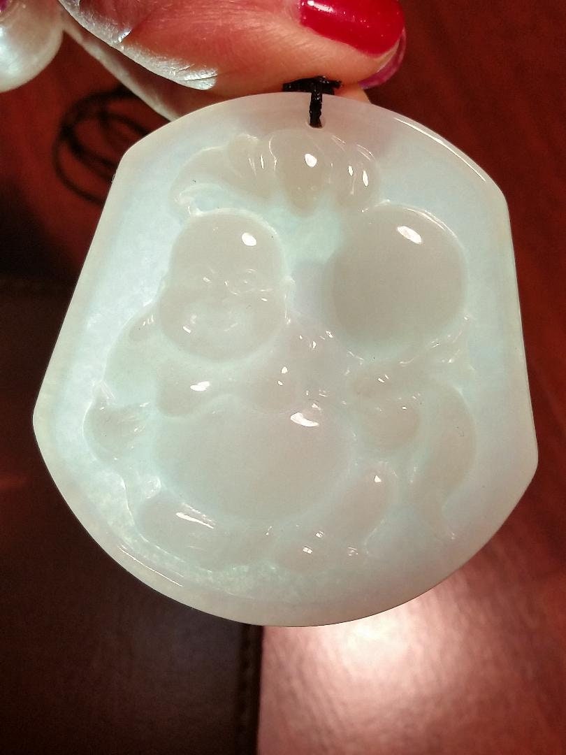 Certified Translucent Natural A Jade Jadeite Hand-carved Happy | Etsy