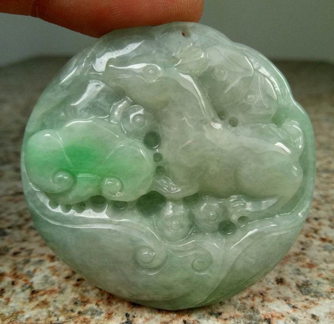Certified Green 100% Natural A Jade Jadeite Hand-carved Pendant Mice ...