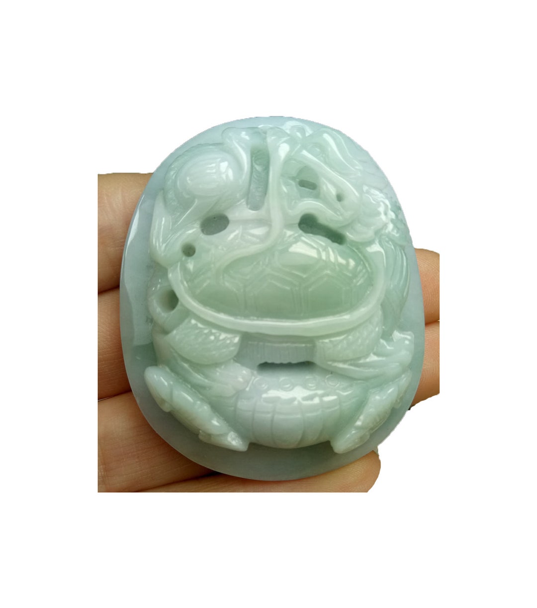 Certified Green 100% Natural A Jade Jadeite Hand-carved Dragon Turtle ...
