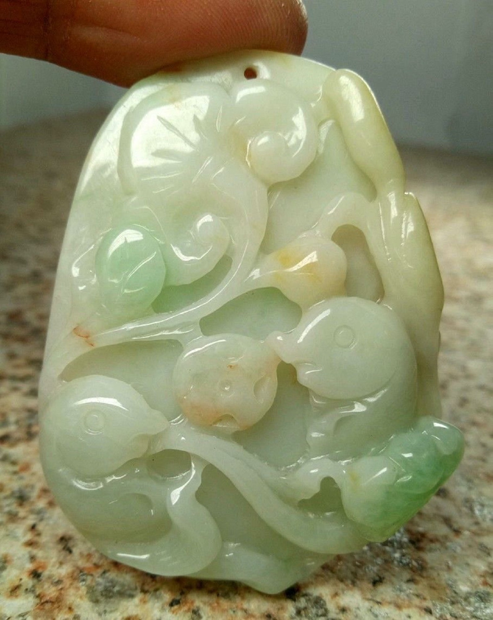 Certified 3 Colors Natural A Jadeite Jade Carved Hand-carved Pendant ...