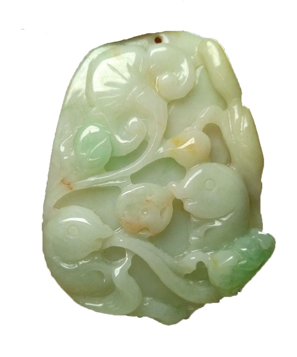 Certified 3 Colors Natural A Jadeite Jade Carved Hand-carved Pendant ...