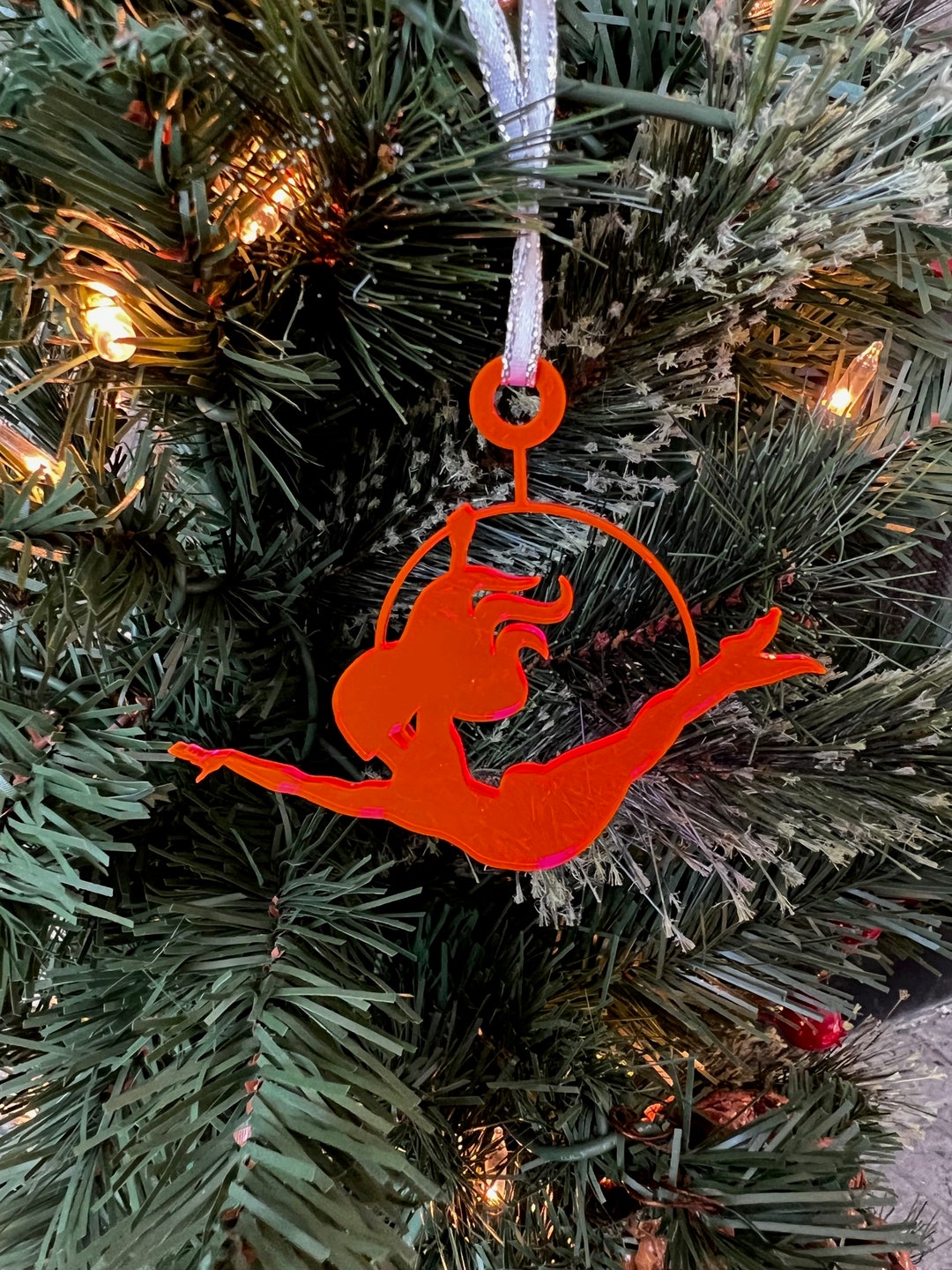 Aerialist Hoop Holiday Ornament With Ribbon - Beautiful Pink Acrylic ...