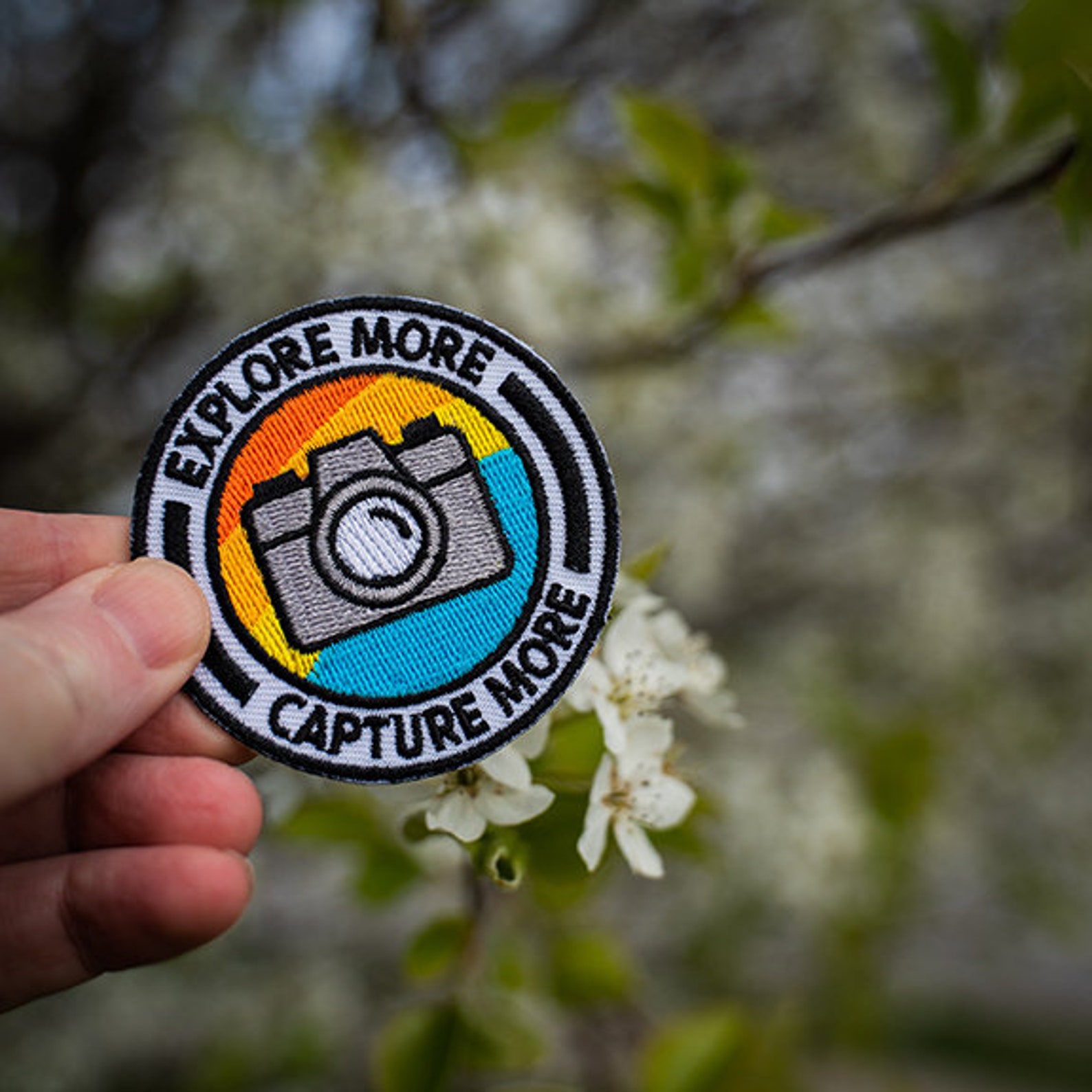 Camera Patch and Enamel Pin Set: Explore More Photography - Etsy