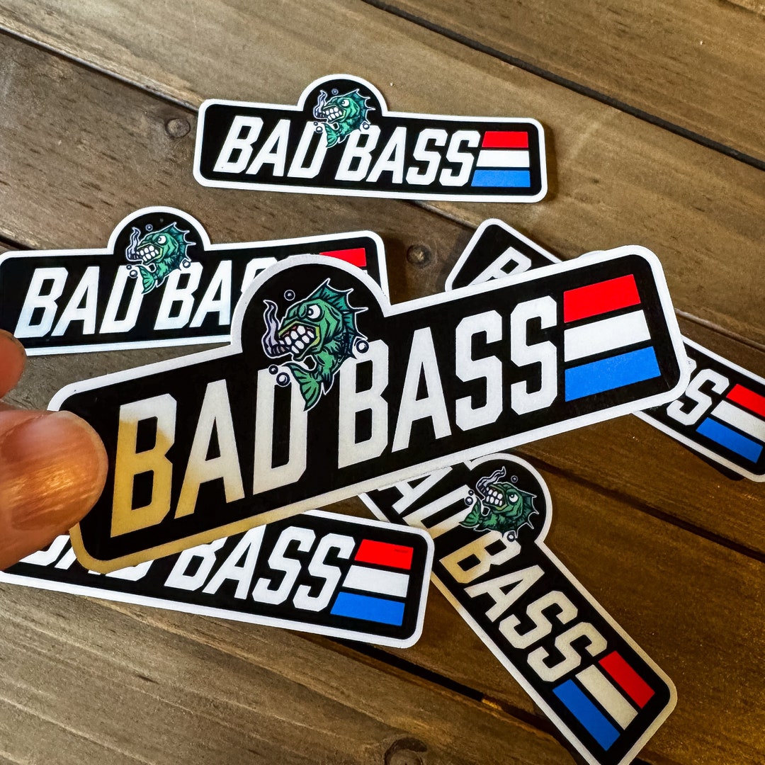 Funny Fishing Sticker Bad Bass America Sticker Decal, Bad Ass Fishing ...