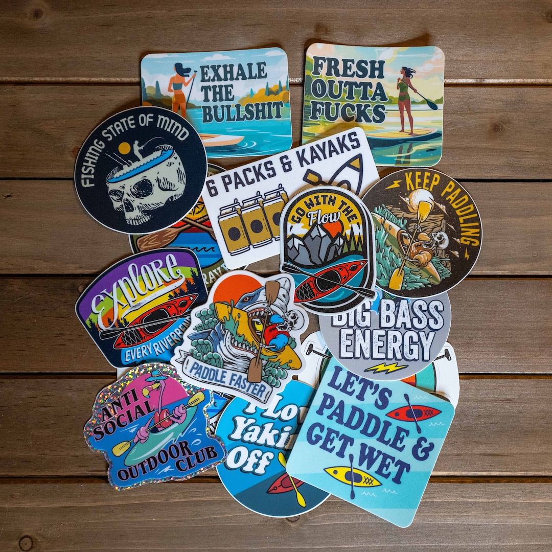 Paddling Sticker Set, Kayaking Sticker Set, SUP Stickers, Canoe ...