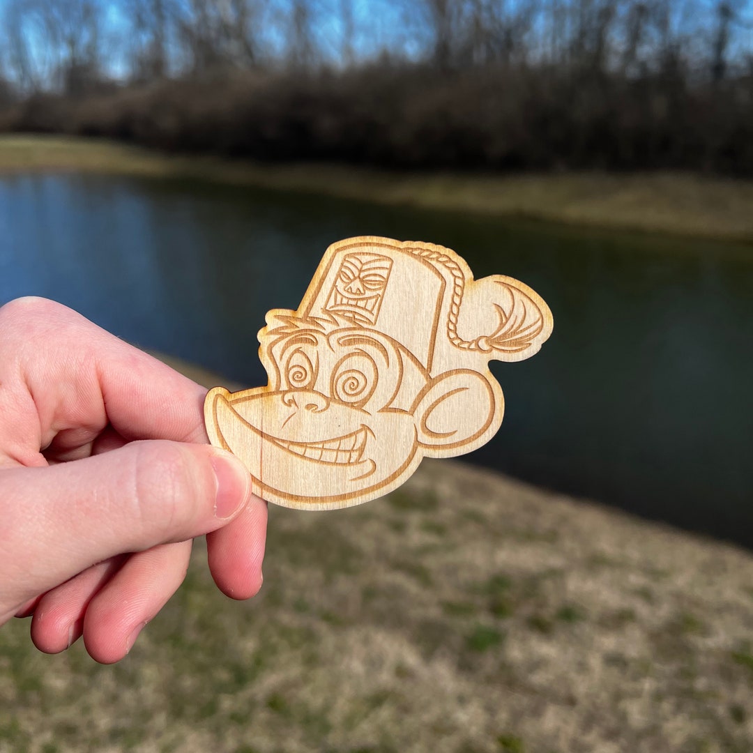 Tiki Monkey Wooden Sticker, Premium Wooden Sticker Decal - Etsy
