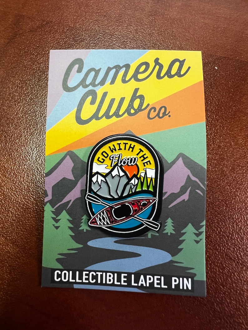 Kayak Enamel Lapel Pin: Go With the Flow, Outdoors Adventure, Kayaking ...