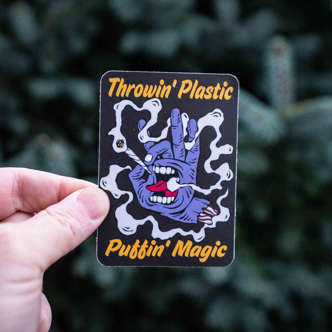 Funny Disc Golf Sticker: Throwin' Plastic Puffin' Magic Decal - Etsy