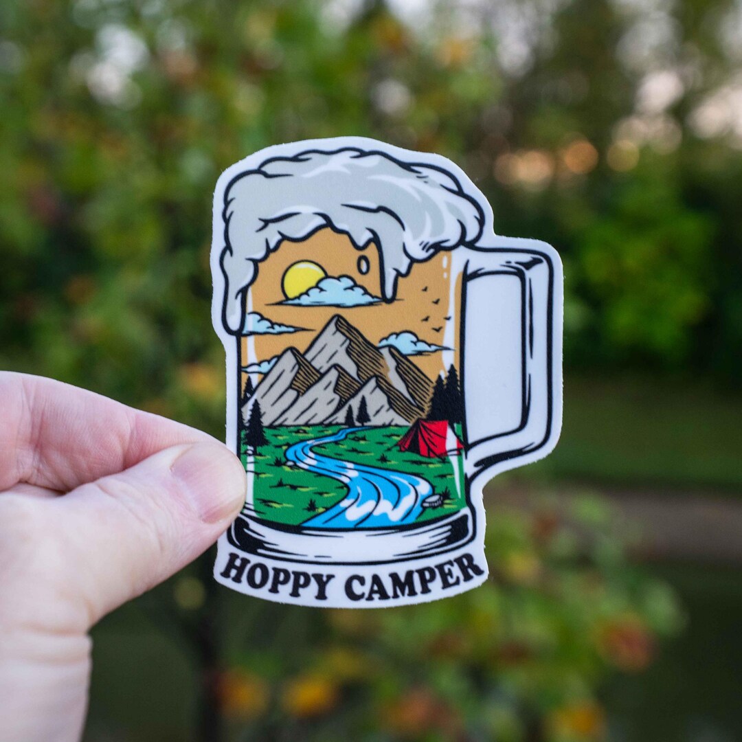Hoppy Camper Sticker: Funny Craft Beer Camping Decal - Etsy