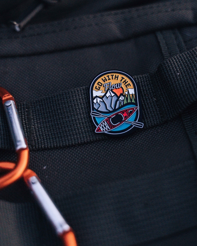 Kayak Enamel Lapel Pin: Go With the Flow, Outdoors Adventure, Kayaking ...