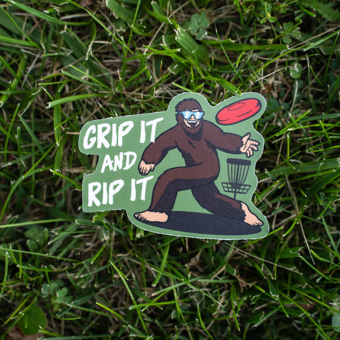 Bigfoot Disc Golf Sticker, Grip It and Rip It Sasquatch Sticker, Funny ...