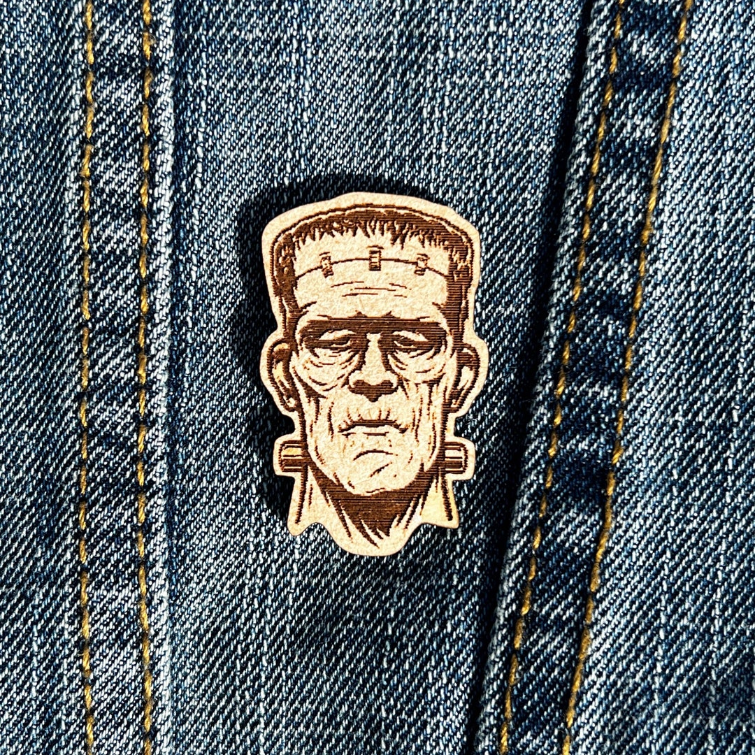 Frankenstein Wooden Lapel Pin - Etsy
