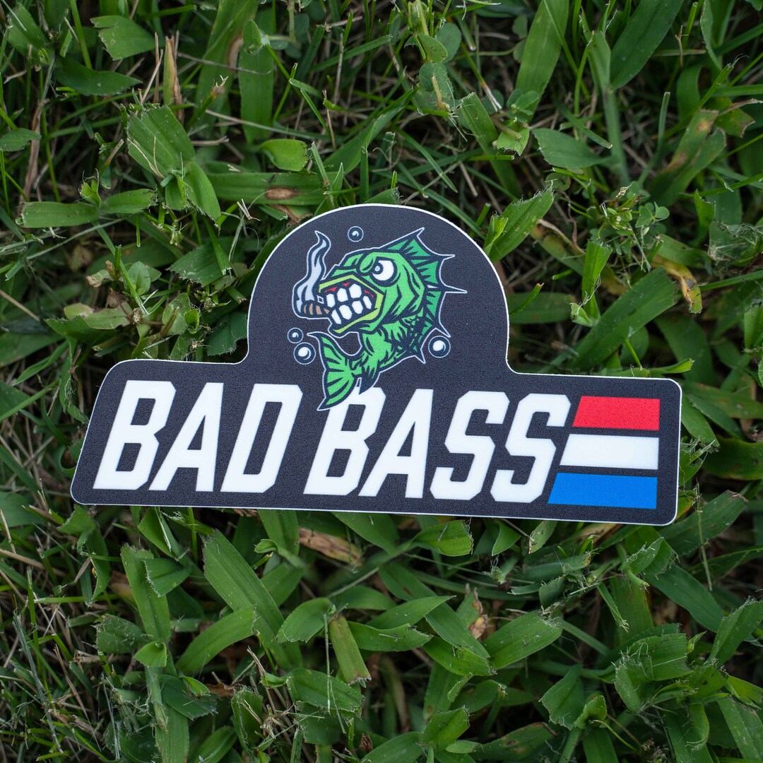 Funny Fishing Sticker Bad Bass America Sticker Decal, Bad Ass Fishing ...